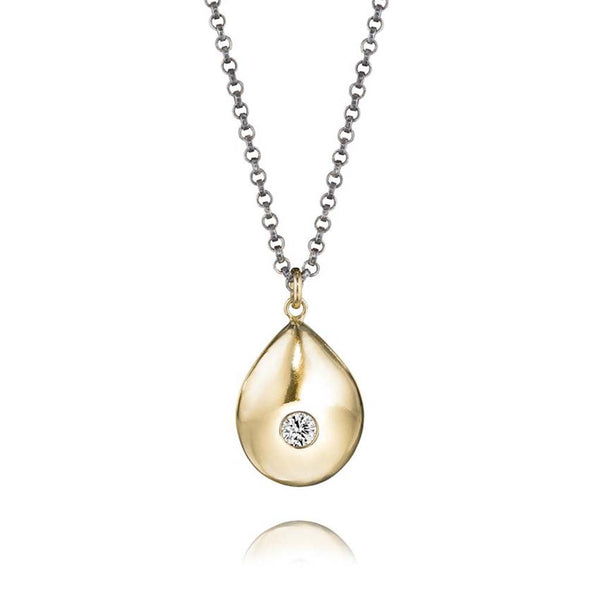 Gold Teardrop Diamond Necklace | Jane Bartel Jewelry | NYC